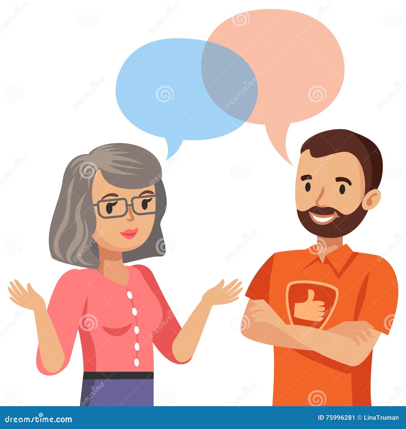 Woman Talking with a Computer Specialist. Vector Illustration. Stock ...