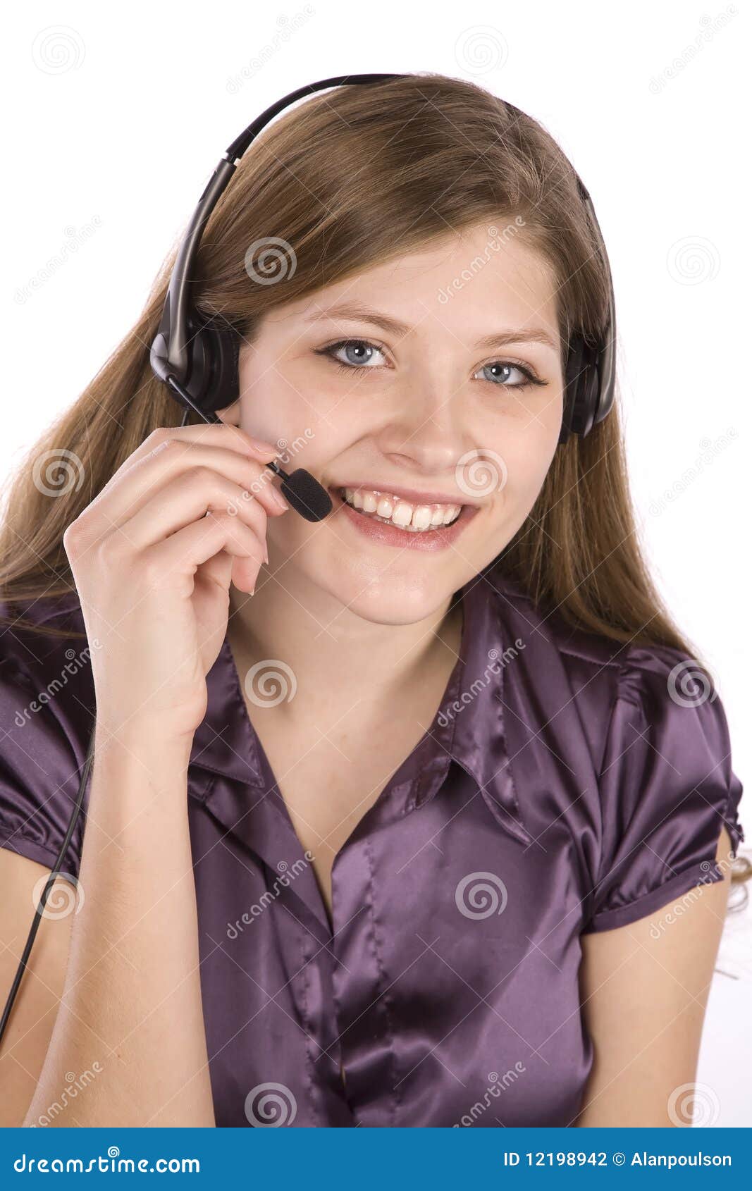 Woman talking on headset stock photo. Image of beauty - 12198942