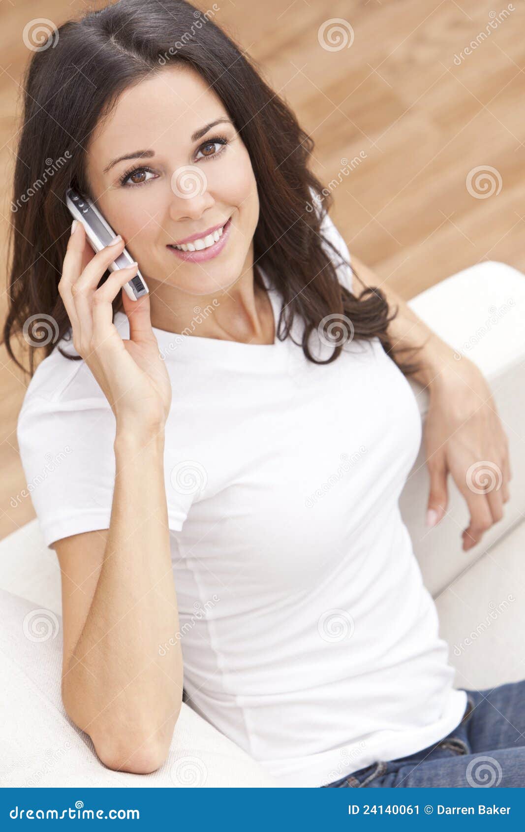Woman Talking on Mobile Cell Phone at Home Stock Image - Image of phone ... Woman Talking on Mobile Cell Phone at Home Stock Image - Image of phone ...