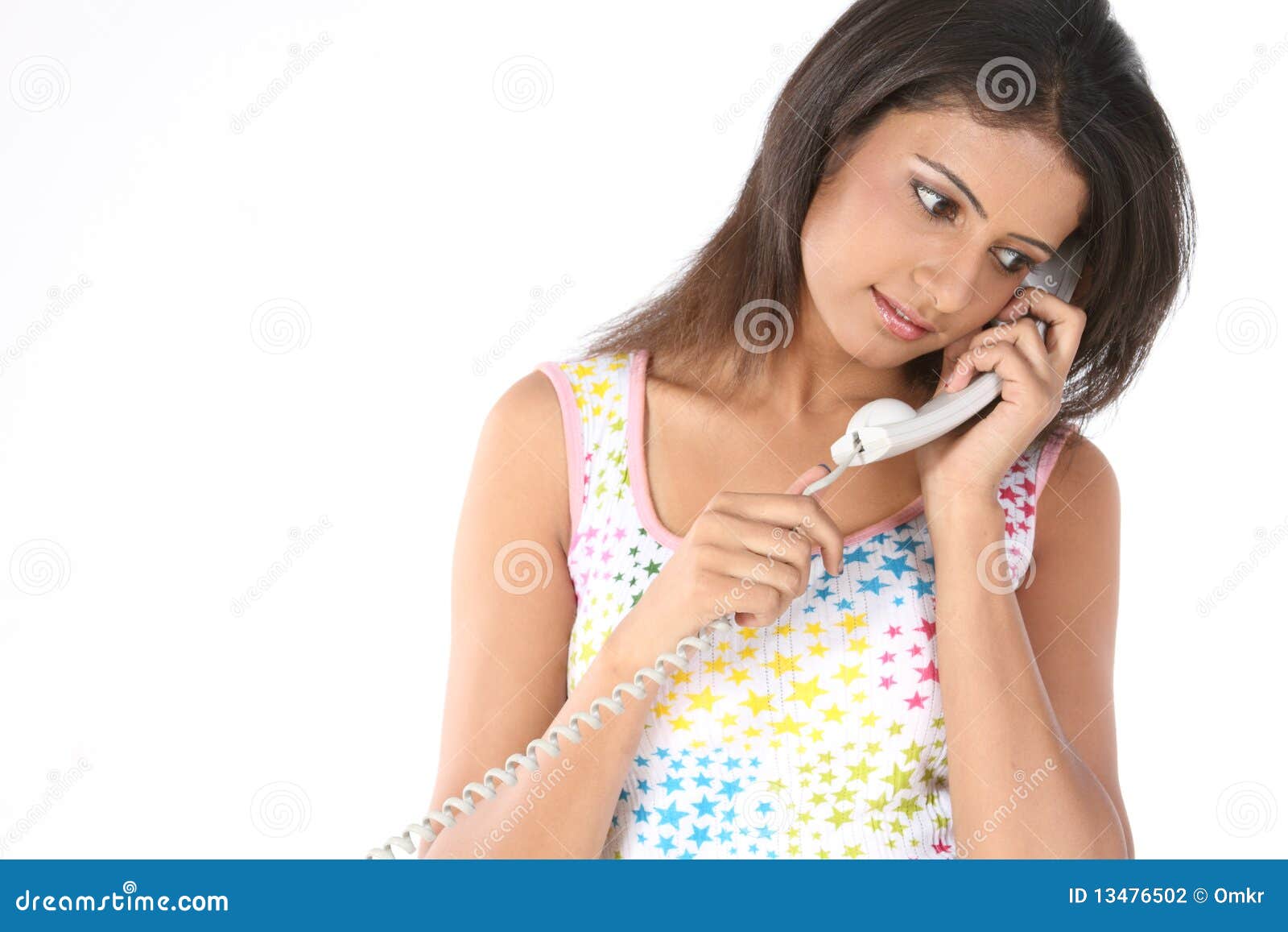 Woman Talking with the Telephone Stock Photo - Image of listening ...