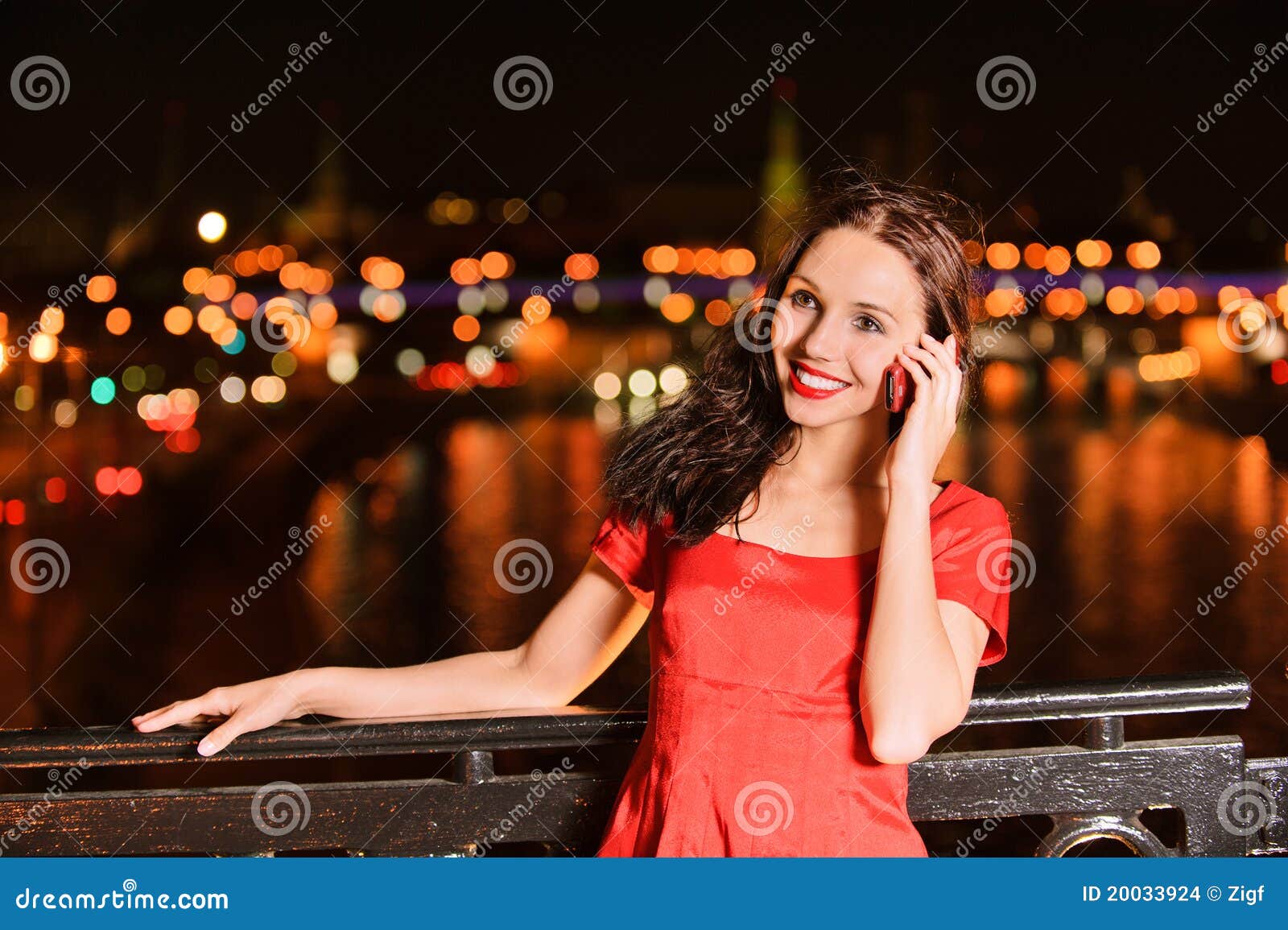 Woman Talks on Mobile Telephone Stock Photo - Image of mobile, cute ...