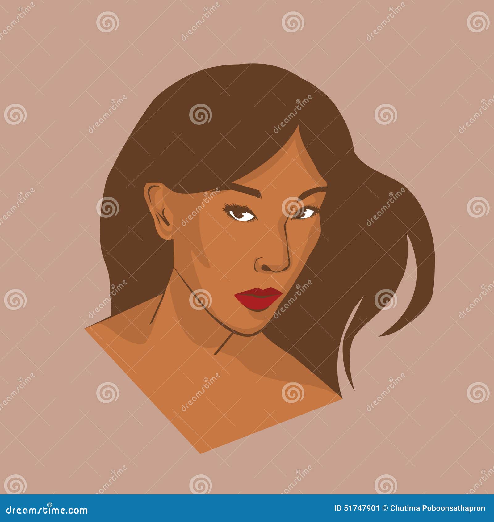 Woman with tan skin. stock illustration. Illustration of lipstick ...