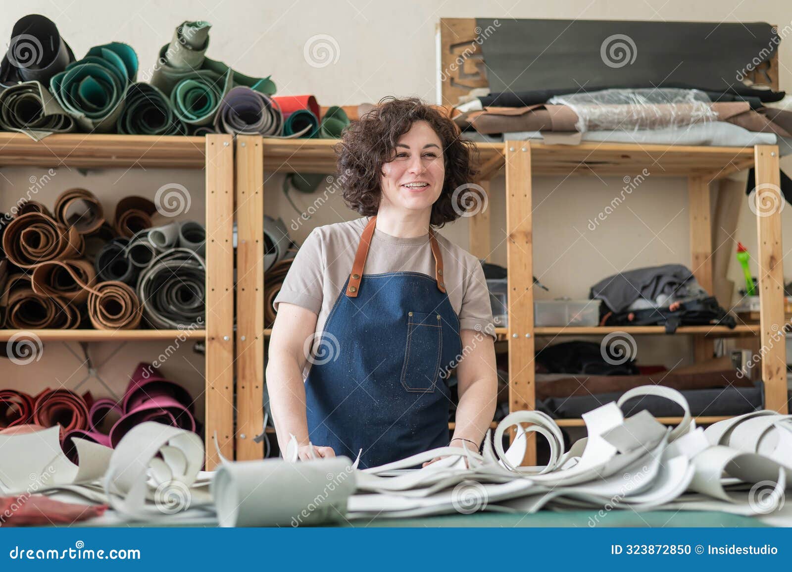 Woman Tanner at Work in the Workshop. Stock Photo - Image of maker ...