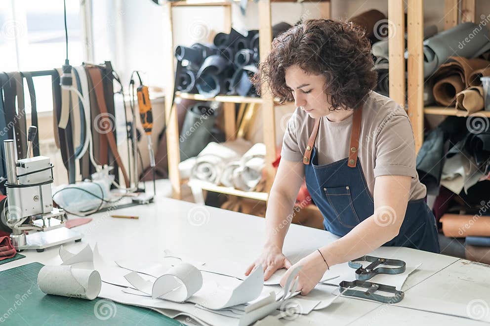 Woman Tanner at Work in the Workshop. Stock Photo - Image of apron ...