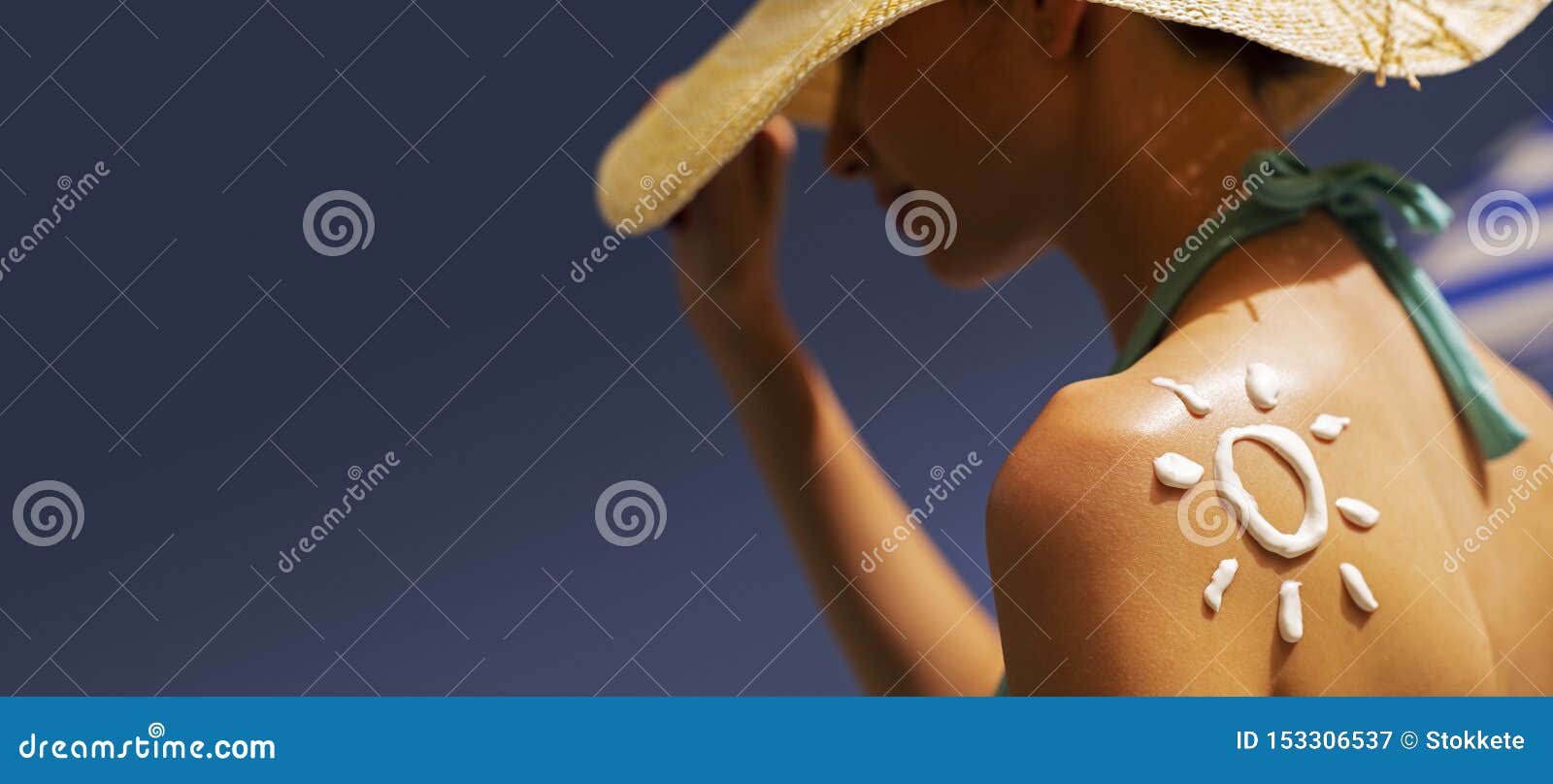 Woman Tanning At The Beach With Sunscreen Cream Stock Image Image Of