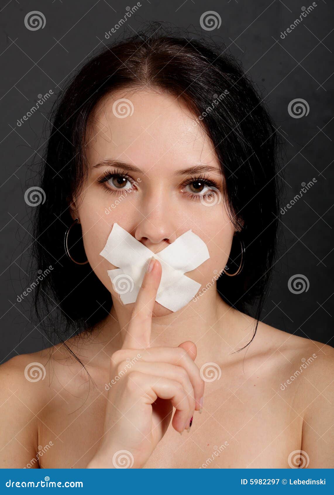 Woman with tape stock image. Image of face, censorship - 5982297