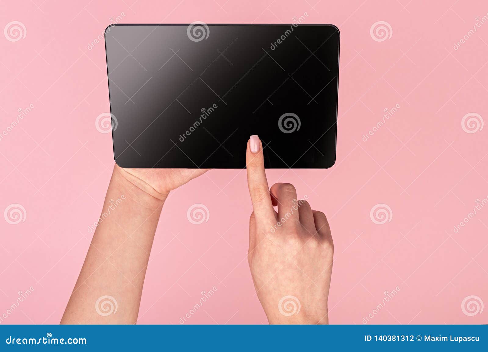Woman Tapping on Screen of Tablet Stock Photo - Image of network ...
