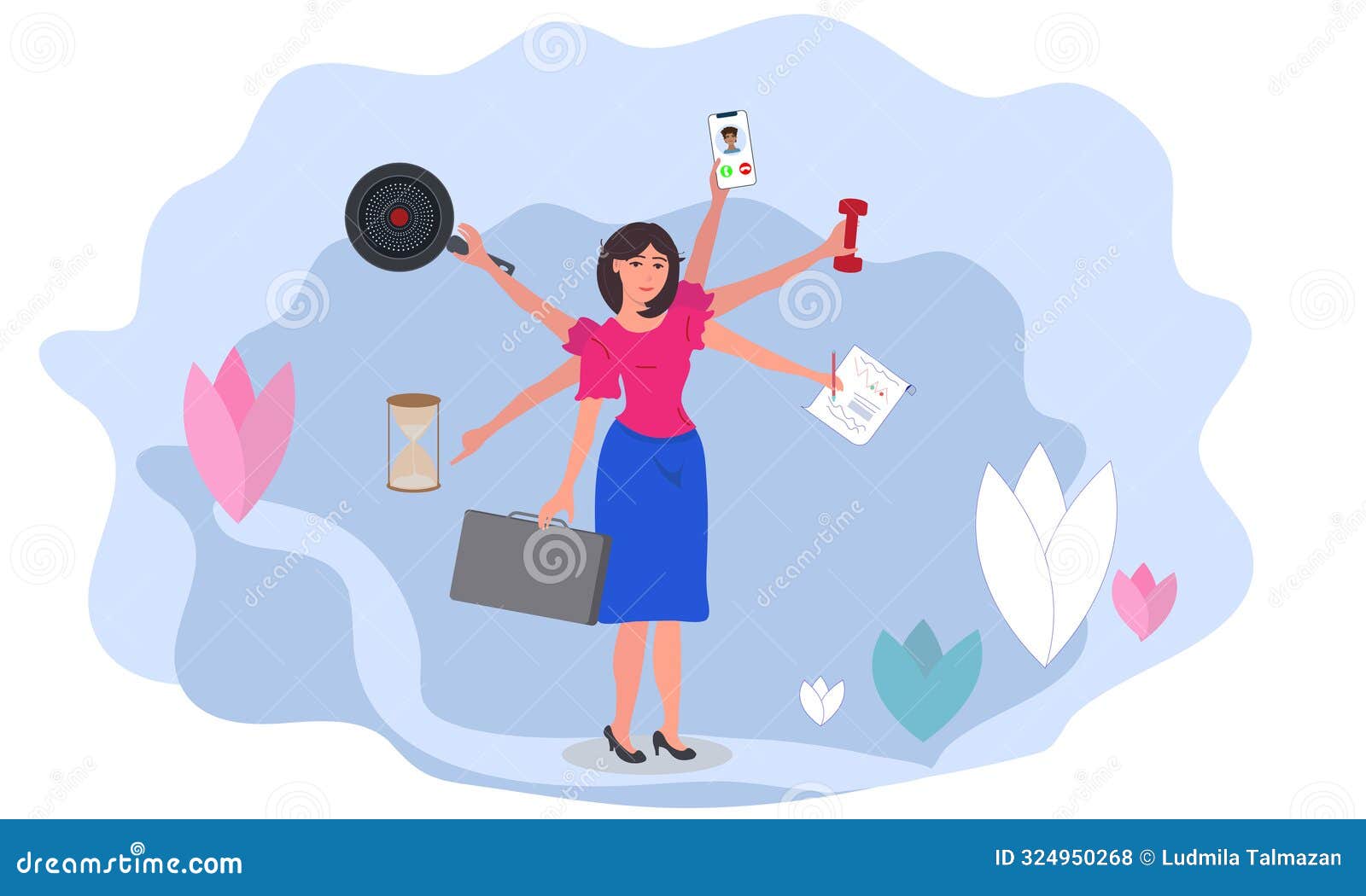 A Woman with Tasks To Complete, Doing Several Activities at the Same ...