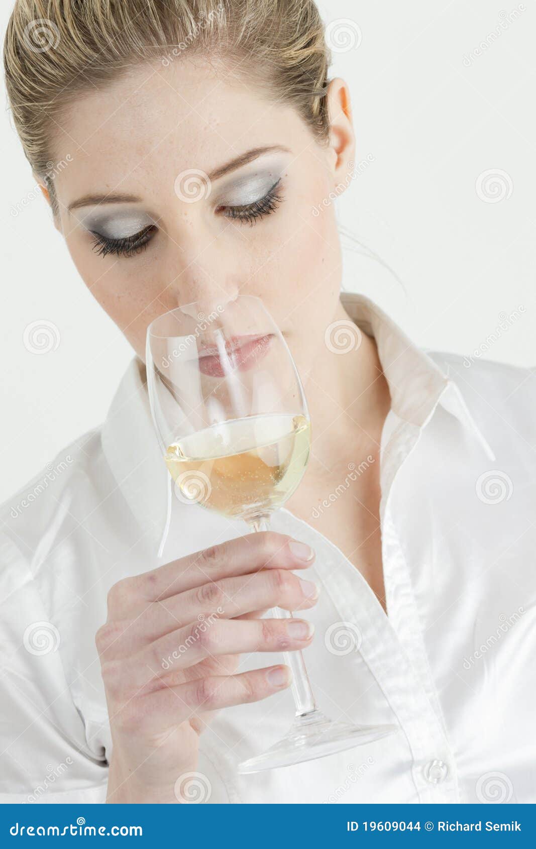 Woman tasting white wine stock photo. Image of tasting - 19609044