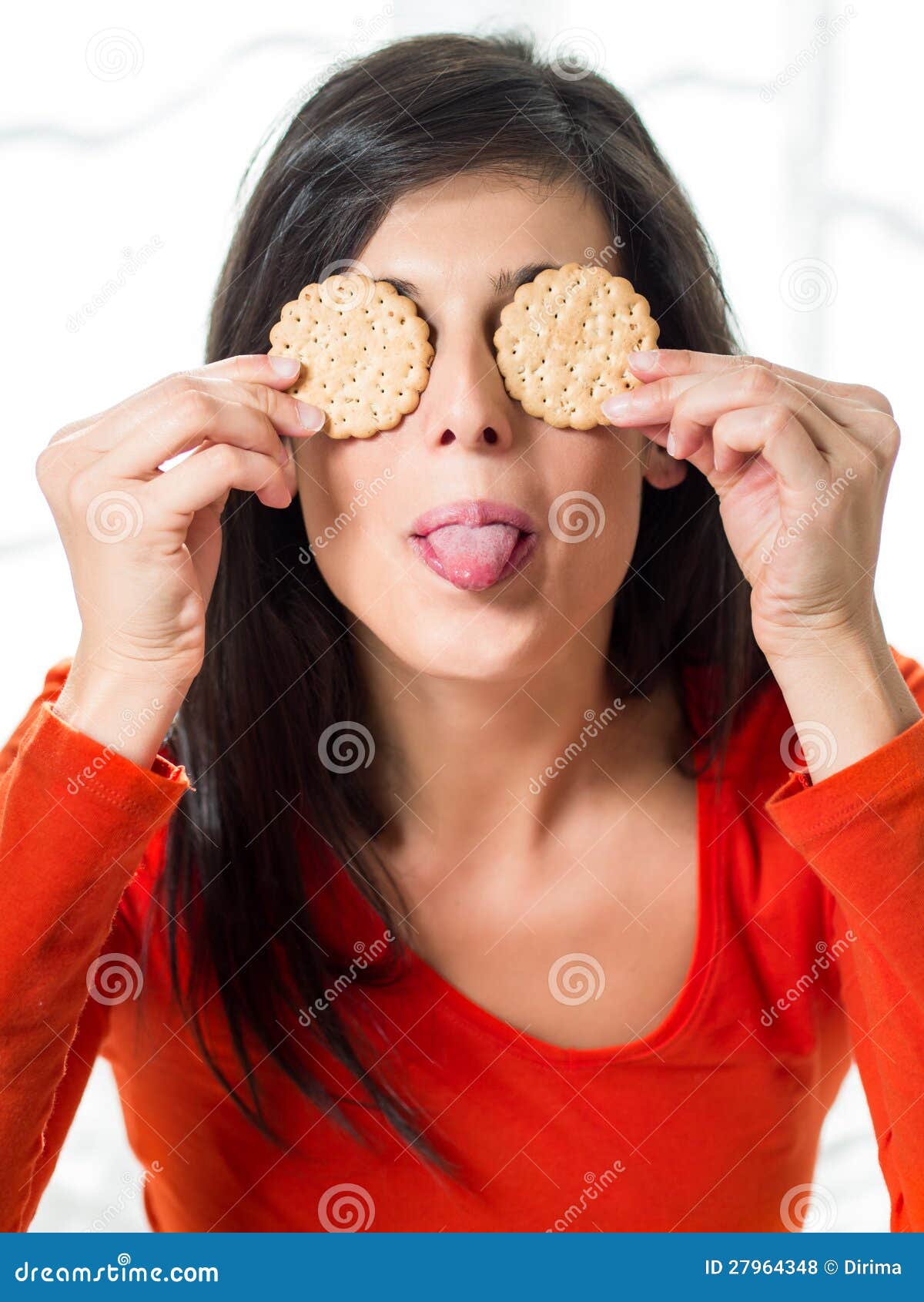 Woman Taunting Diet with Crackers Stock Photo - Image of diet, bright ...