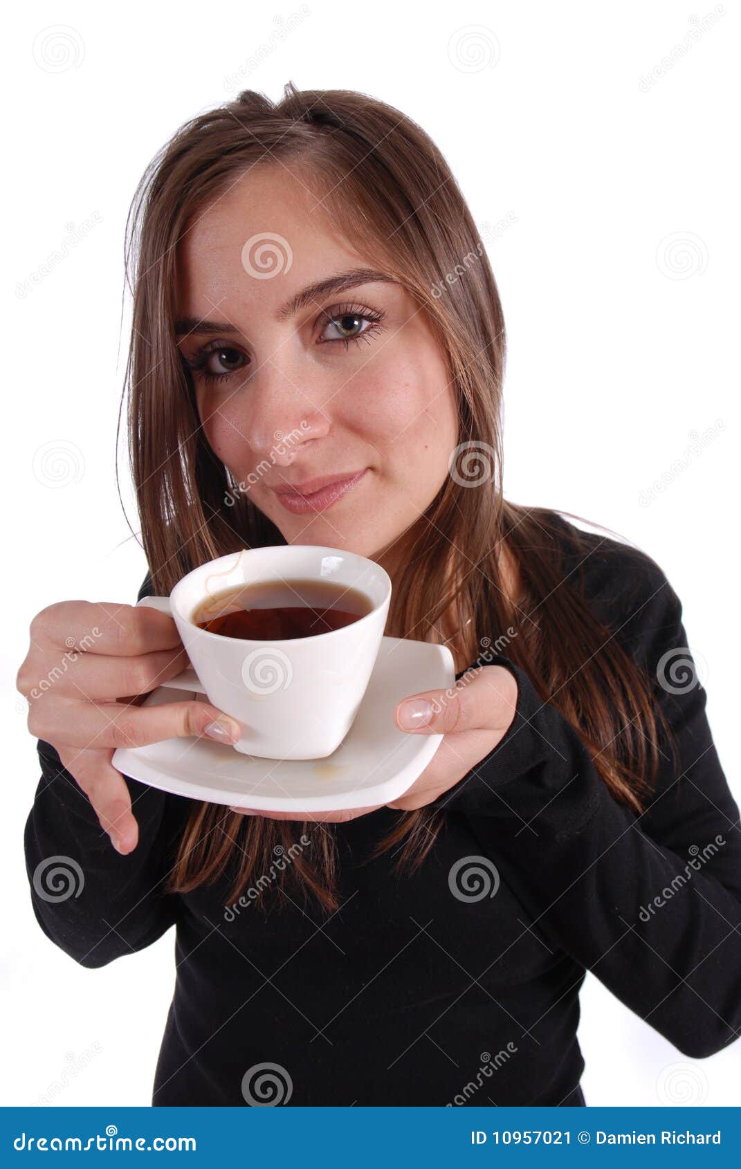 Woman with tea stock image. Image of herbal, teas, expression - 10957021