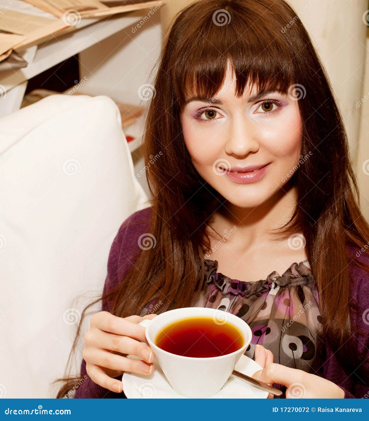 Woman with tea stock photo. Image of happy, glamorous - 17270072