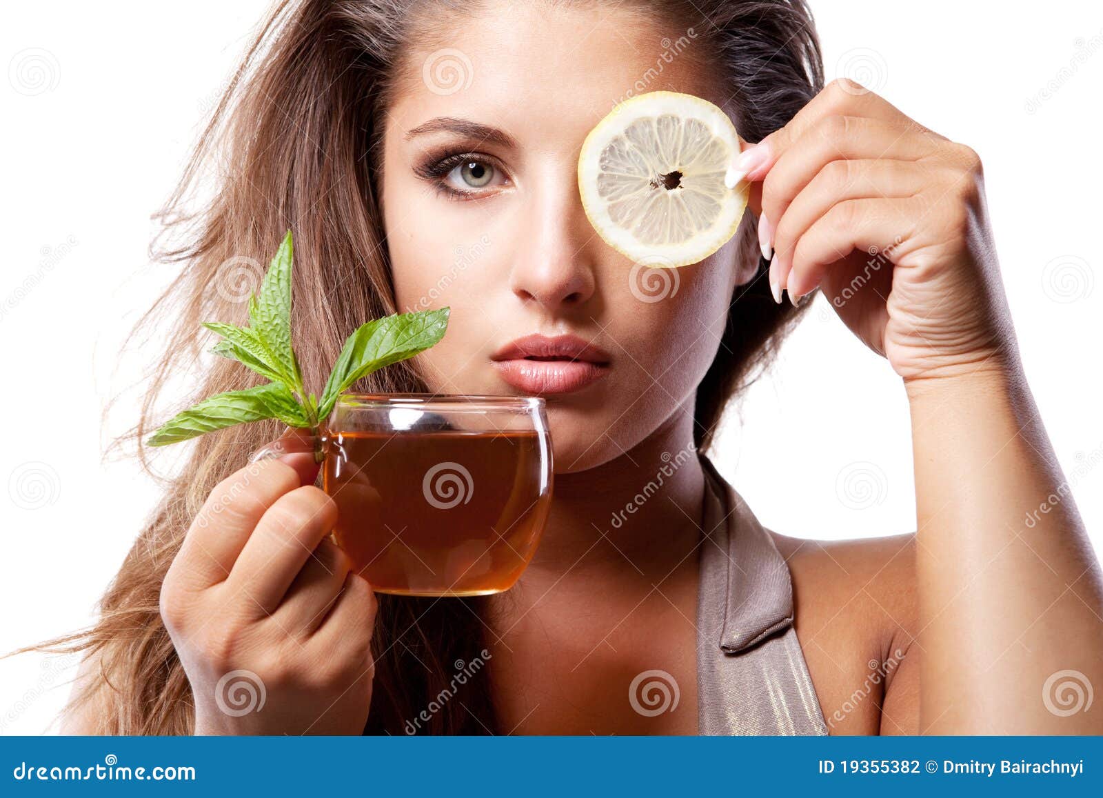 Woman with tea stock photo. Image of drinking, beautiful - 19355382