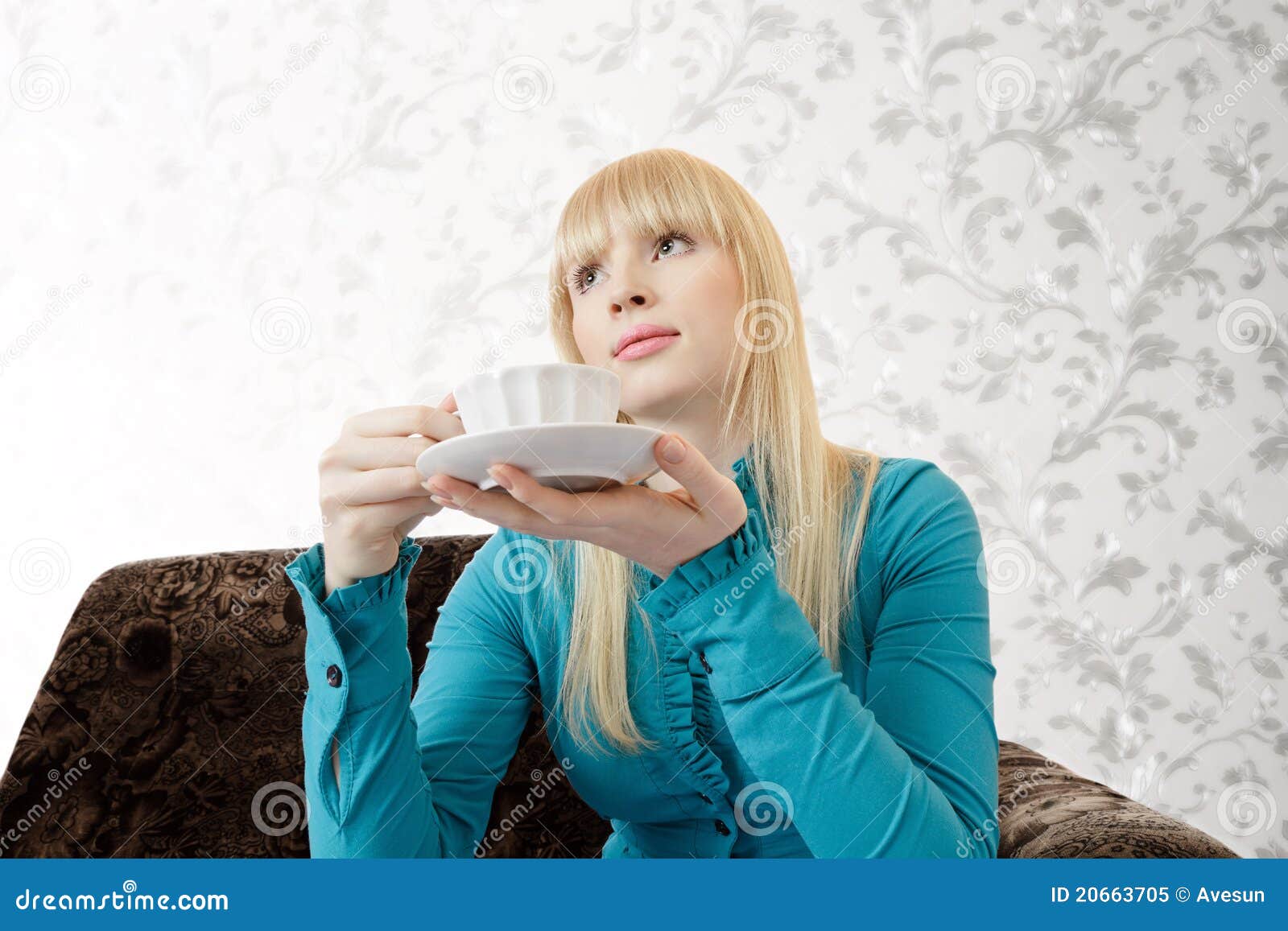 Woman with tea stock image. Image of drink, lovely, female - 20663705