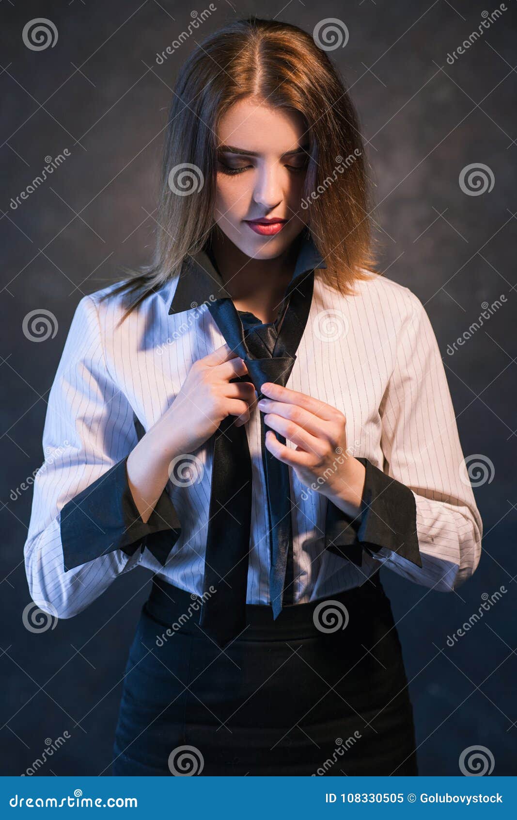 Woman Teach Learn Knot a Tie Helpful Tutorial Stock Image - Image of ...