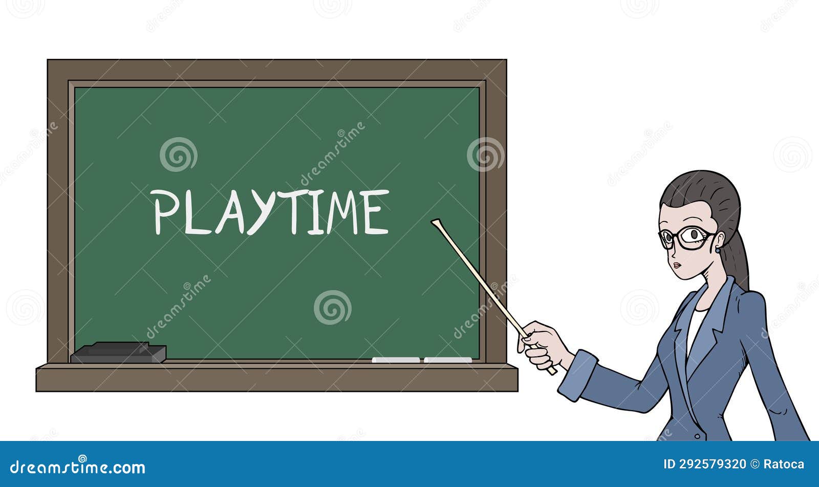 Woman Teacher And Playtime Message Vector Illustration | CartoonDealer ...