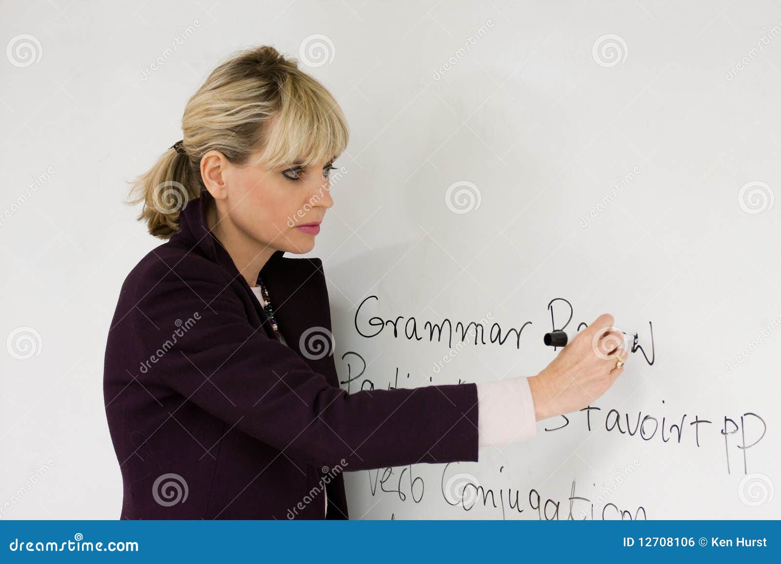 Woman Teacher Writing on Board Stock Photo - Image of caucasian, board ...