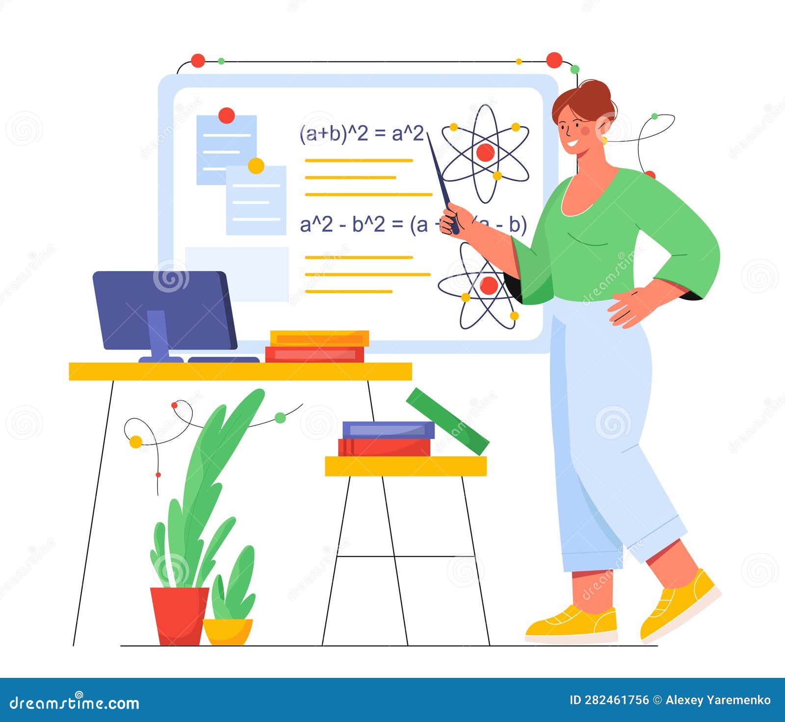 Woman Teaching Physics Vector Concept Stock Illustration - Illustration ...