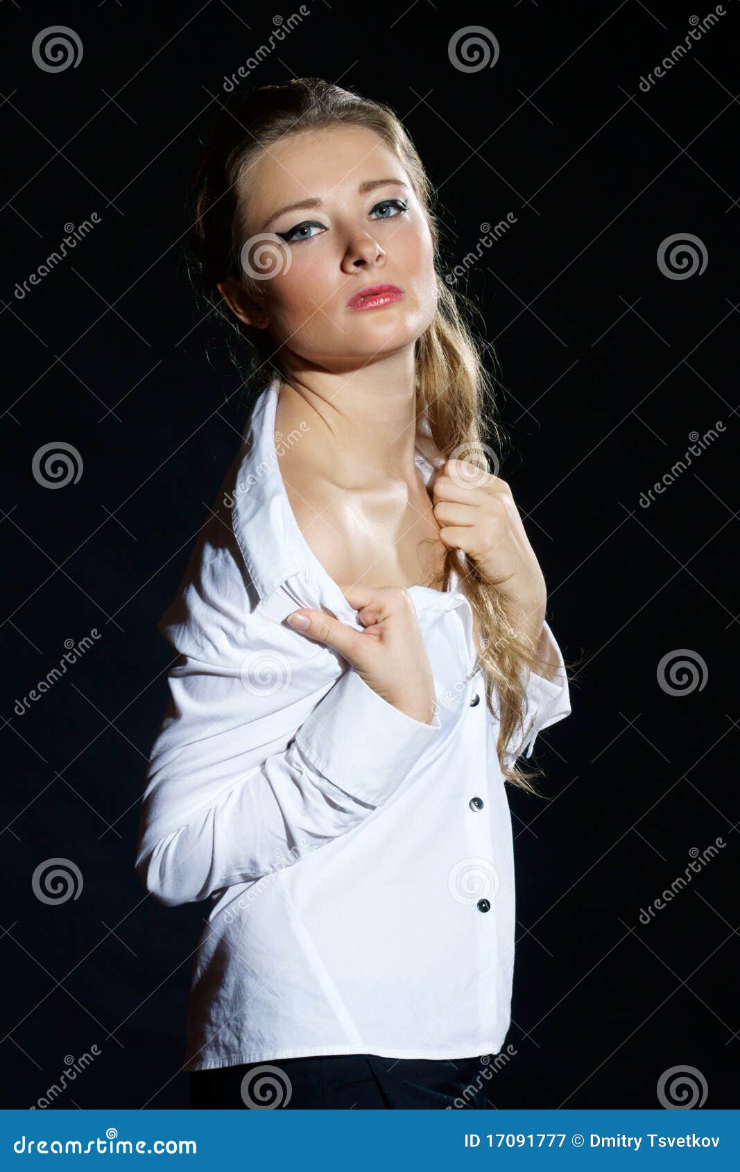 Woman tearing her shirt stock image. Image of female - 17091777