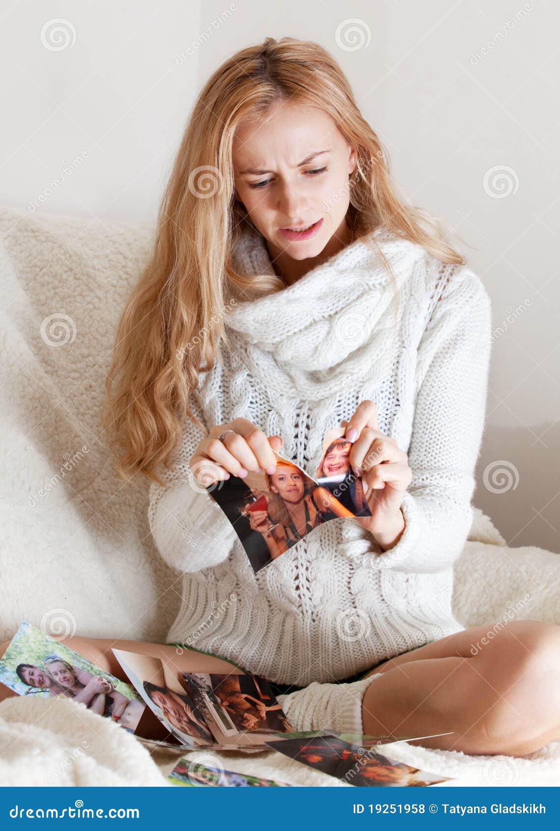 Woman, tearing photo stock photo. Image of family, indoors - 19251958