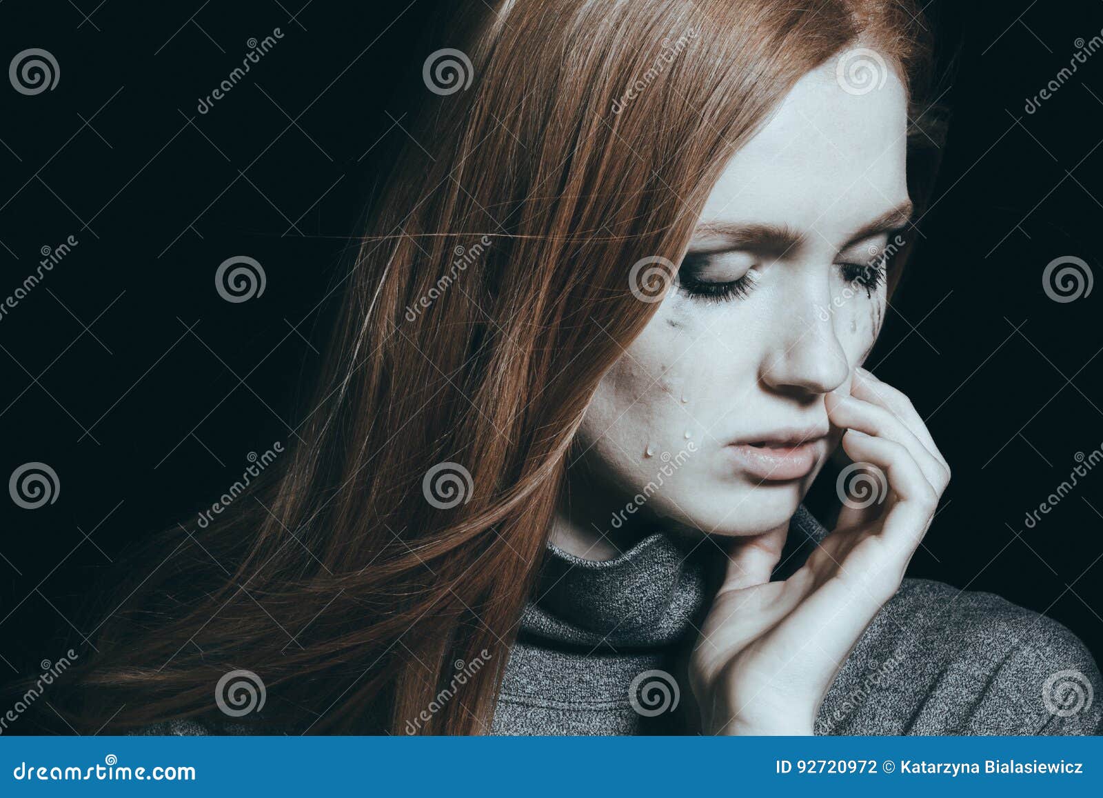 Woman with tears on cheek stock photo. Image of depression - 92720972