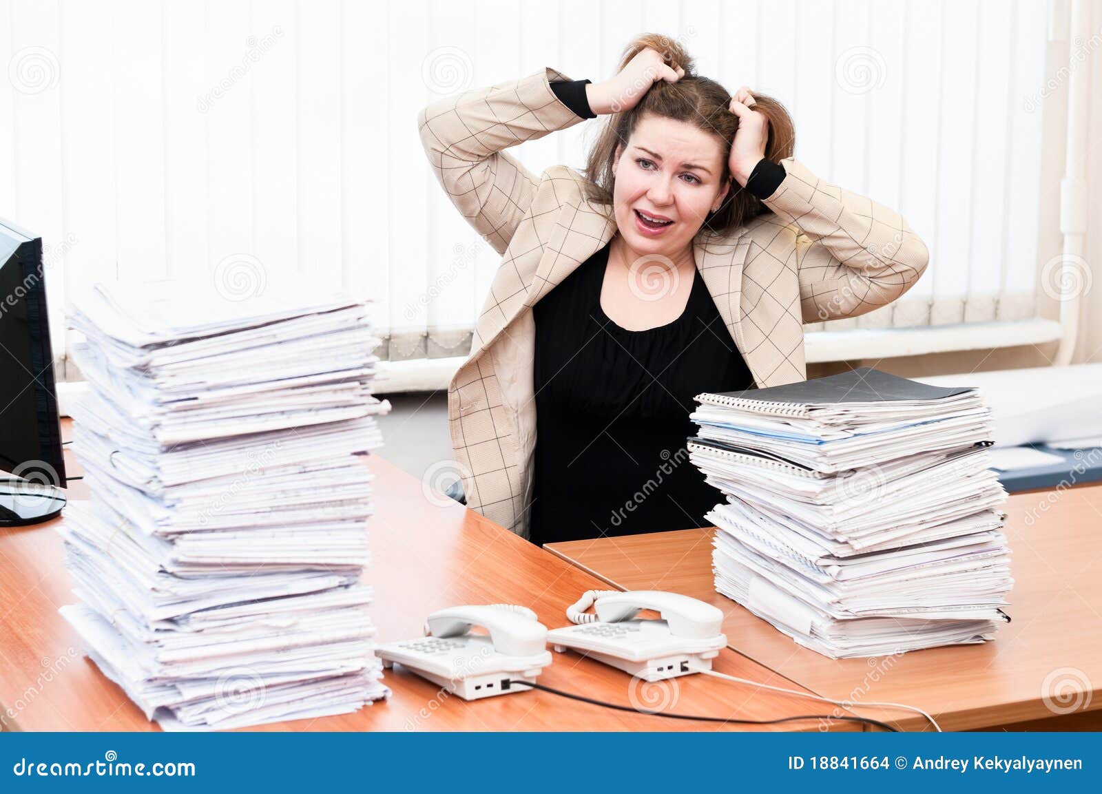 Woman Tears One S Hair at Work Stock Photo - Image of busy, girl: 18841664