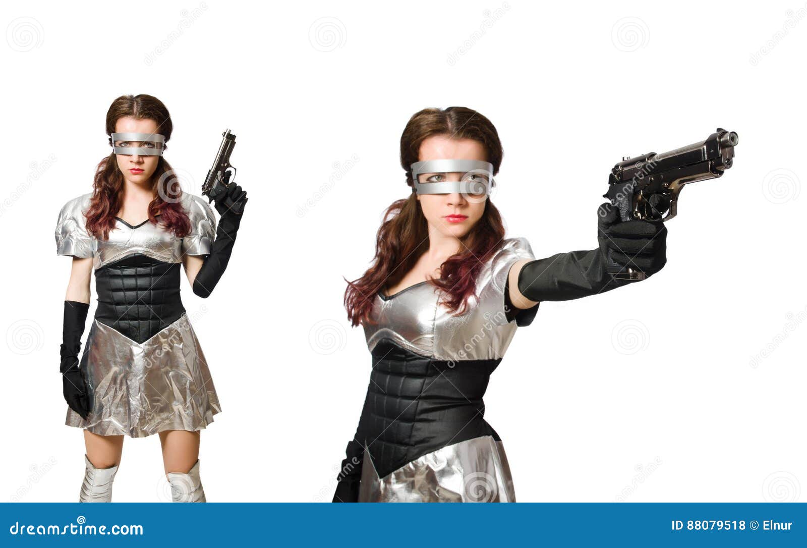 The Woman in Tech Concept Isolated on White Stock Photo - Image of girl ...