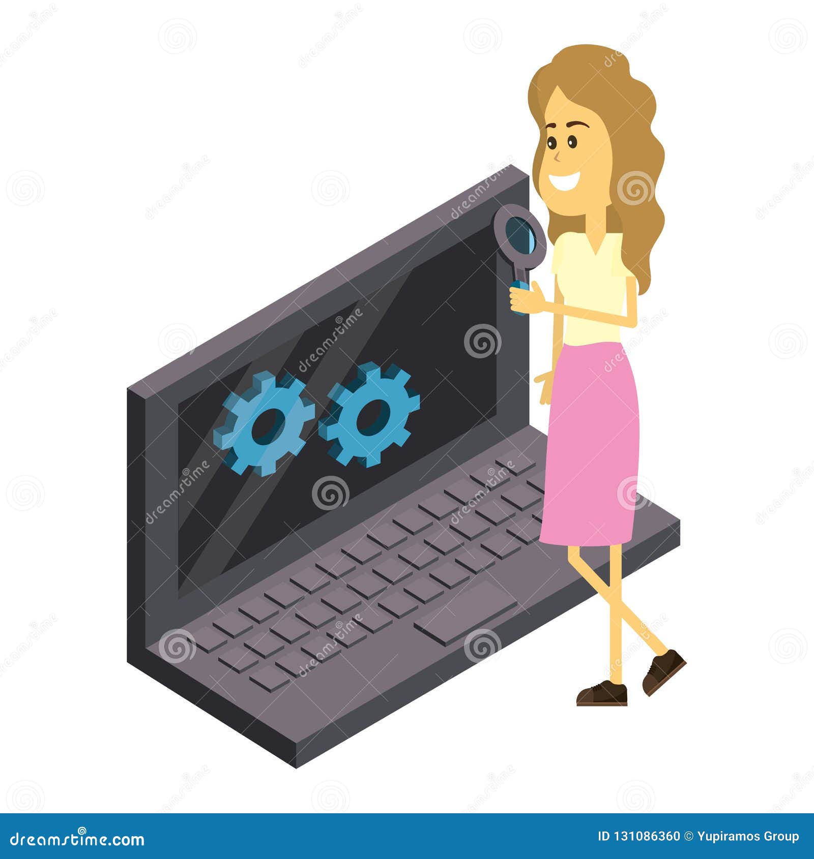 Woman and Technology Isometric Stock Vector - Illustration of ...