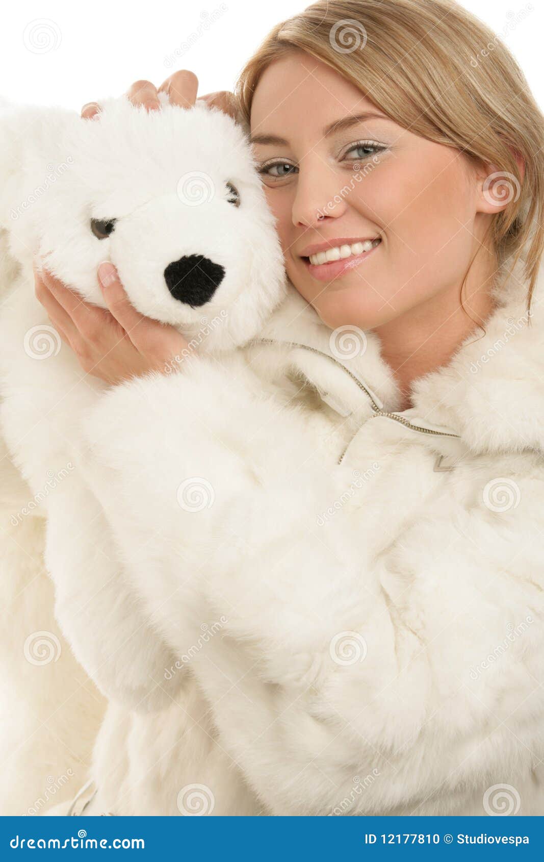 Woman with teddy bear stock photo. Image of enjoying - 12177810