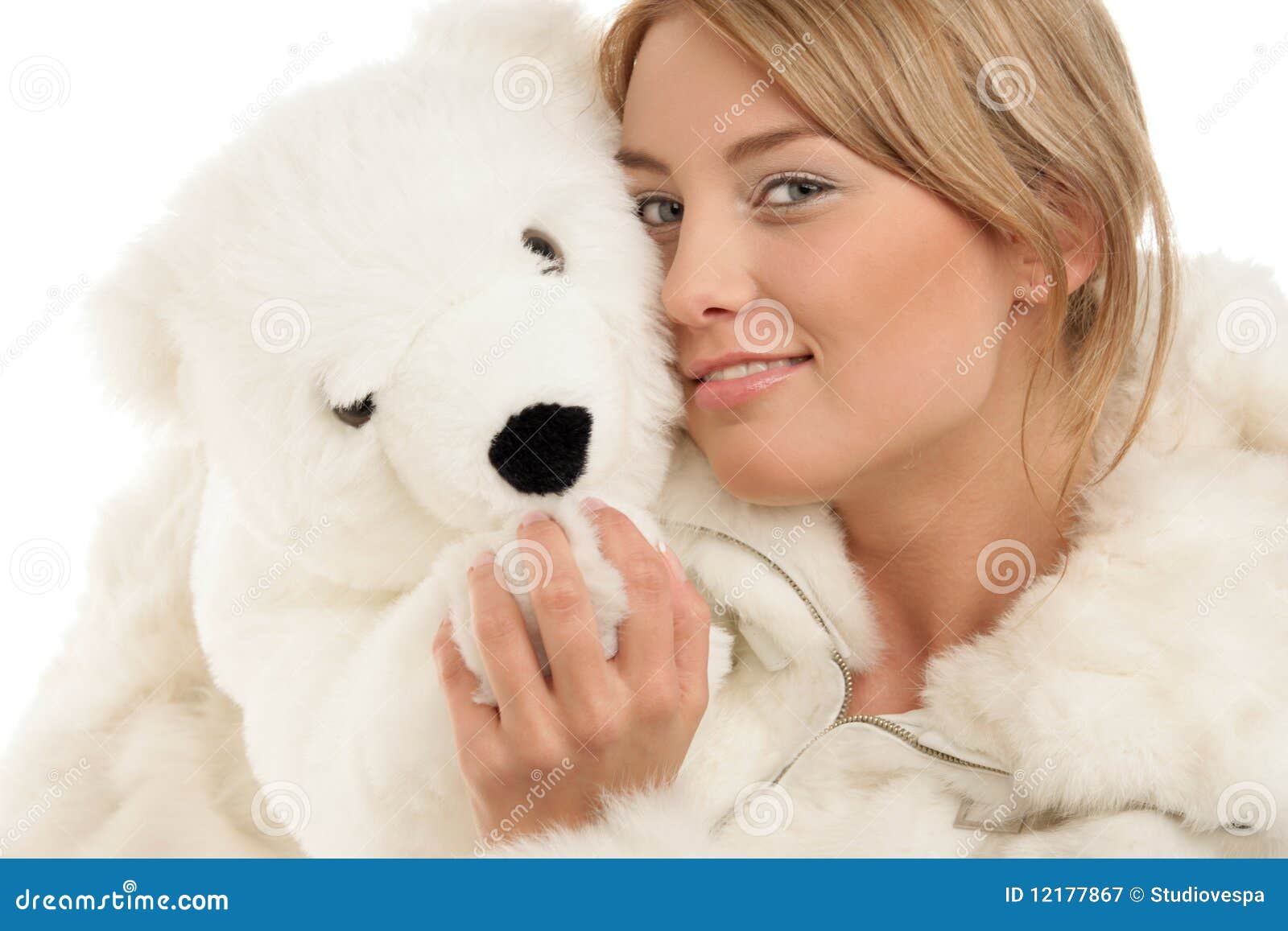 Woman with teddy bear stock image. Image of clothing - 12177867