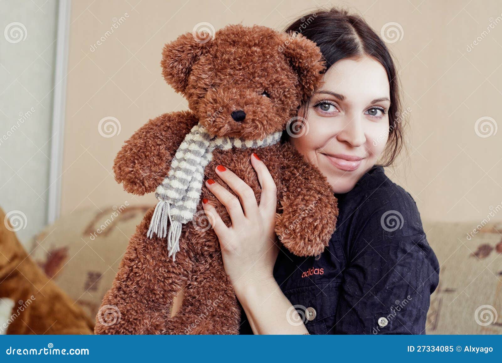 Woman with teddy bear stock image. Image of bear, care - 27334085