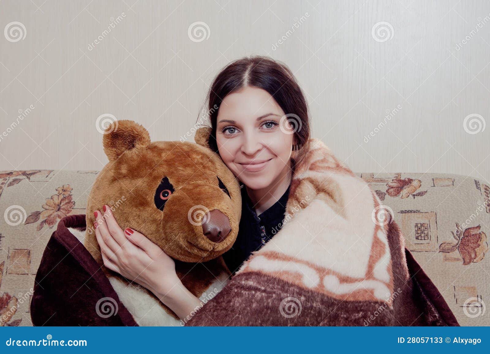 Woman with teddy bear stock image. Image of relaxation - 28057133