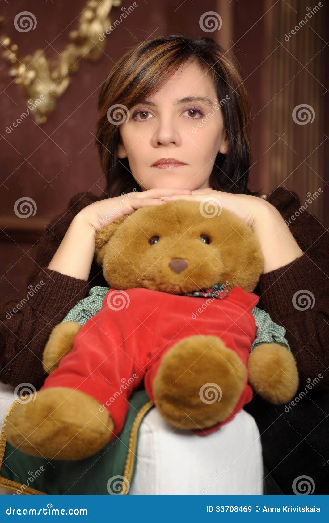 Woman with teddy bear stock image. Image of holding, beautiful - 33708469