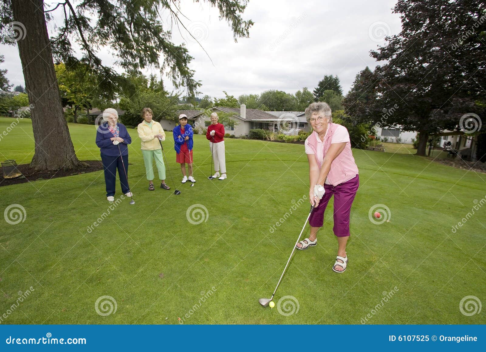 Woman Teeing Off stock image. Image of clubs, outdoors - 6107525