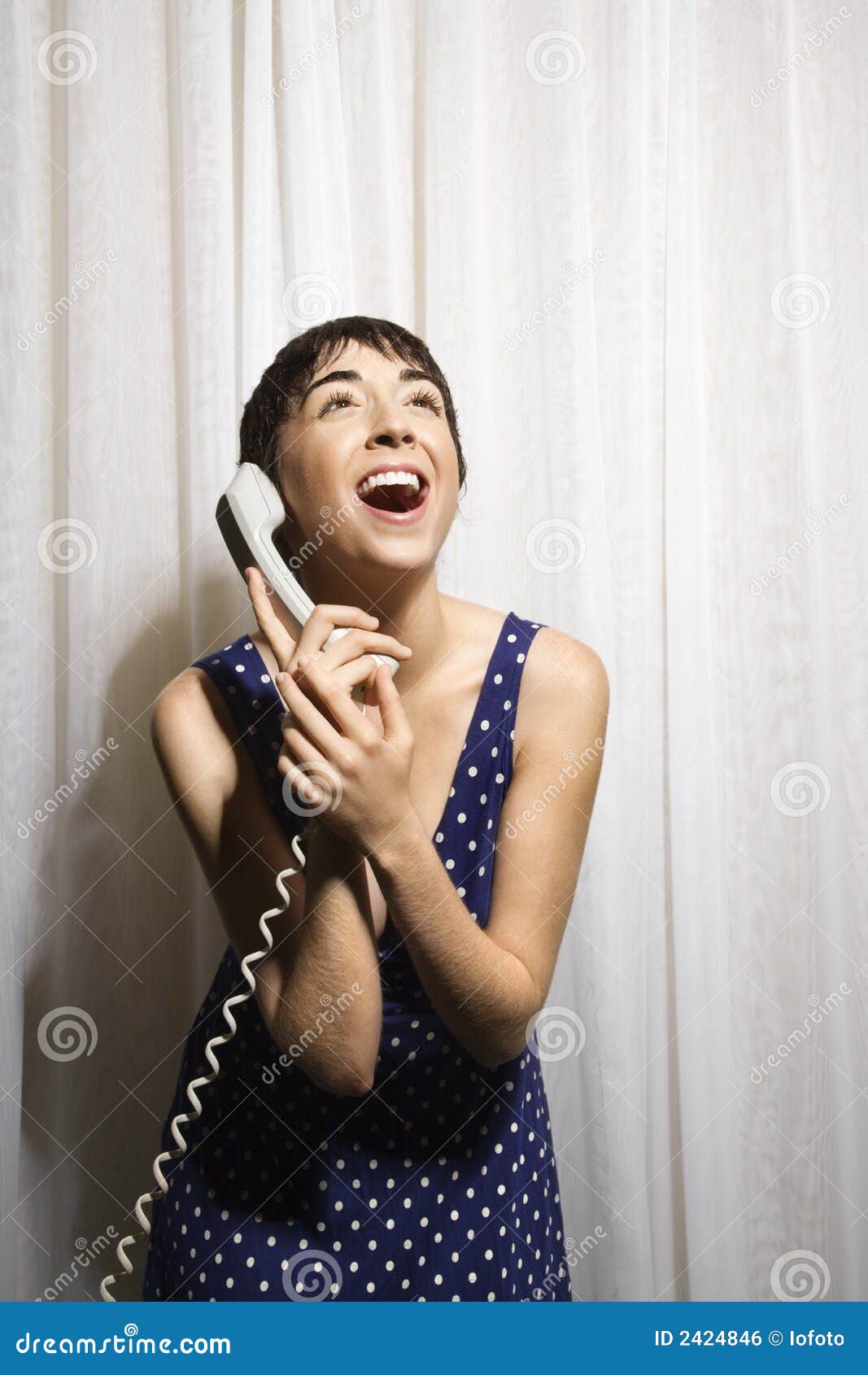 Woman on telephone. stock photo. Image of smiling, smile - 2424846
