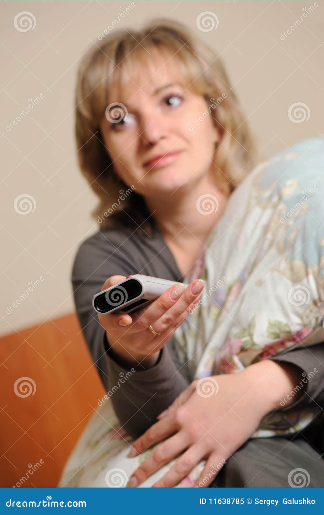The Woman with a Television Control Panel Stock Image - Image of ...