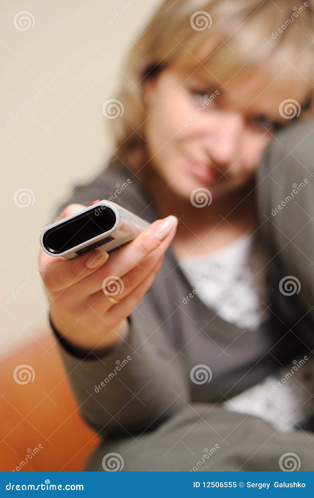 The Woman with a Television Control Panel Stock Image - Image of human ...