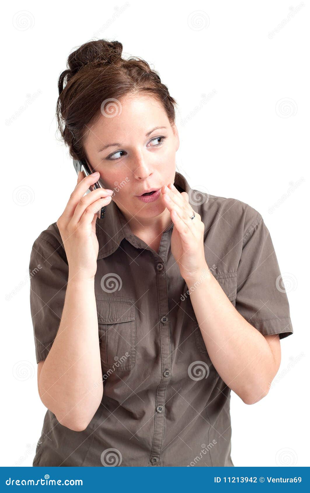 Woman Telling Secret by the Cell Phone Stock Photo - Image of hold ...