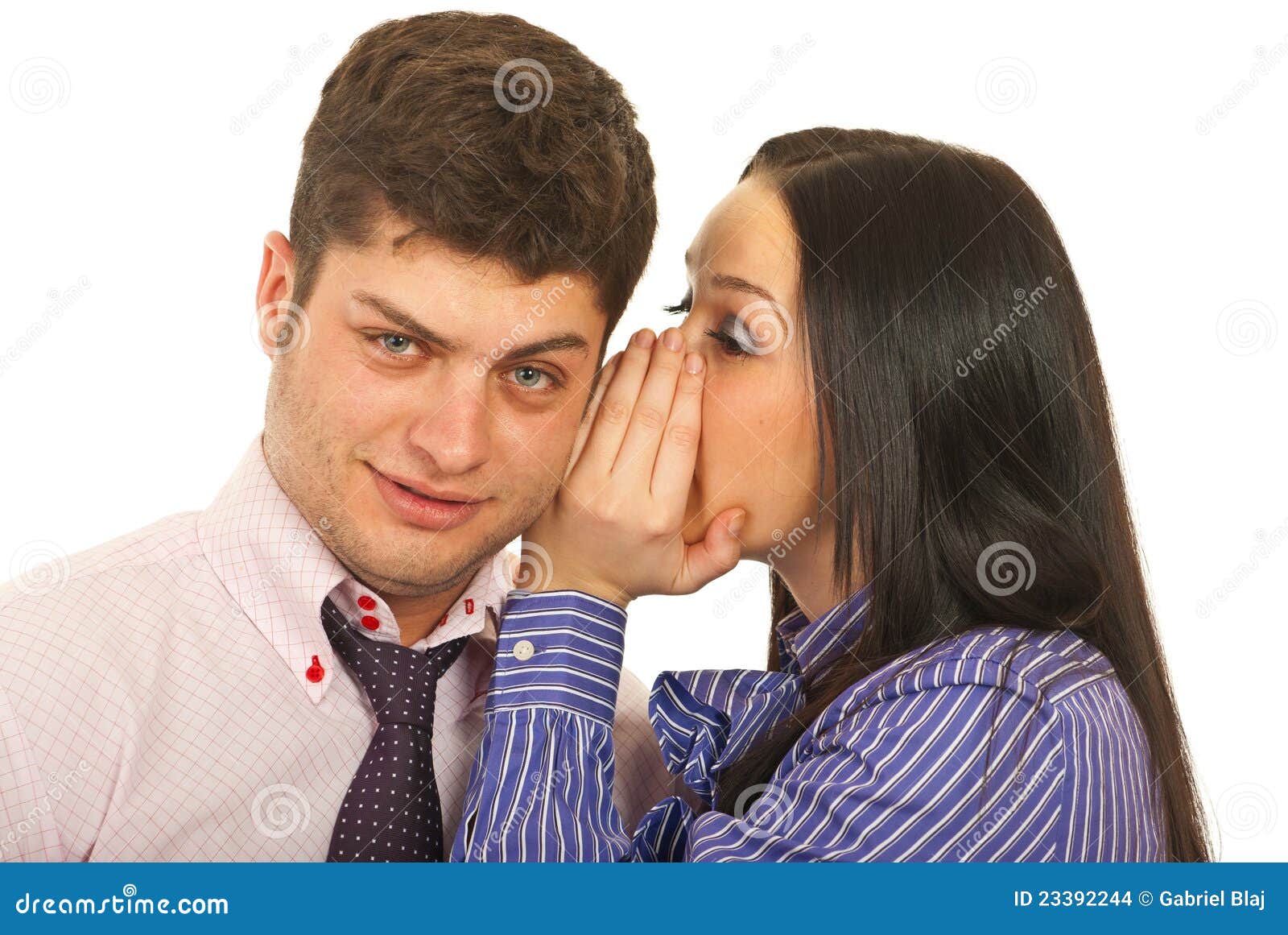 Woman Telling Secret To Man Stock Photo - Image of studio, businessman ...