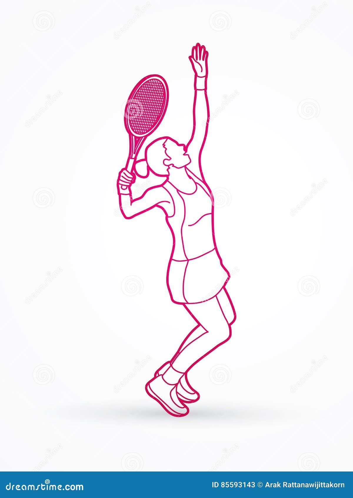 Woman tennis player serve stock vector. Illustration of club - 85593143