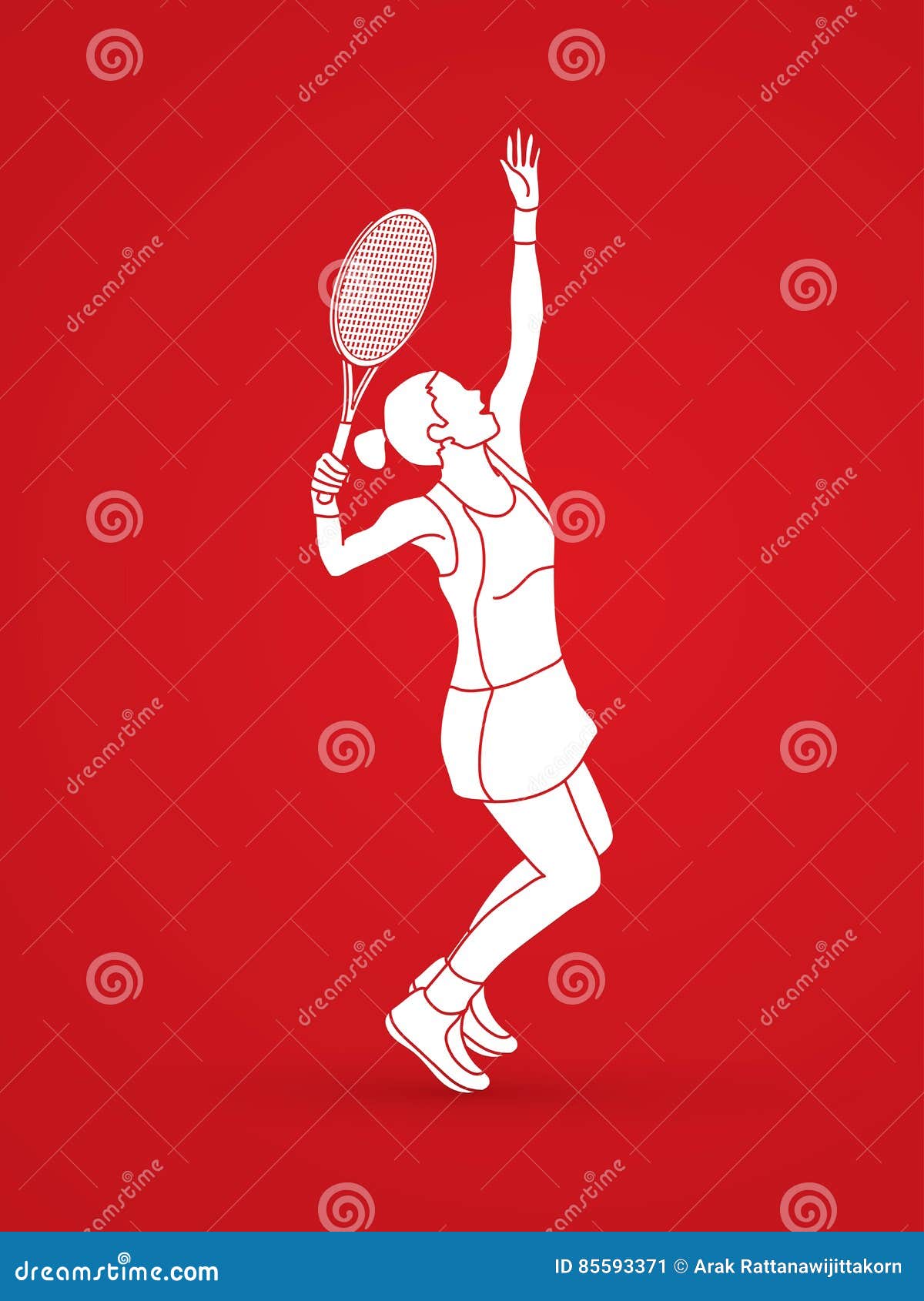 Woman tennis player serve stock vector. Illustration of design - 85593371