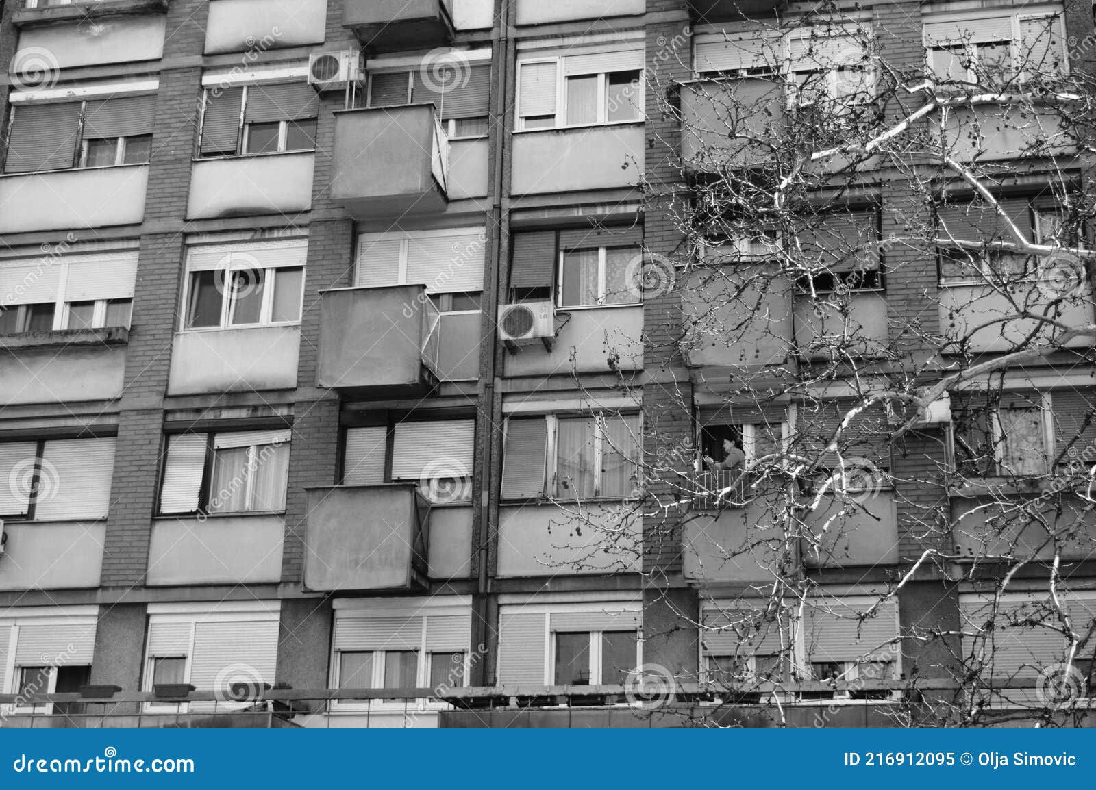 Woman on the Terrace of the Building Stock Image - Image of city ...