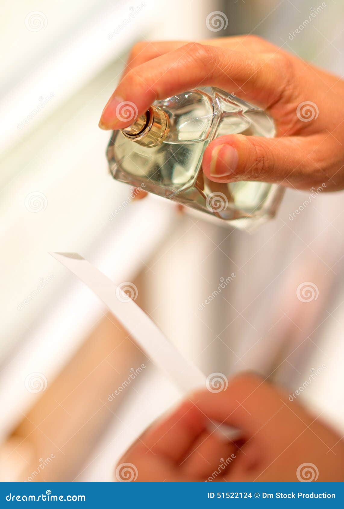Woman testing perfume. stock photo. Image of close, bottle - 51522124