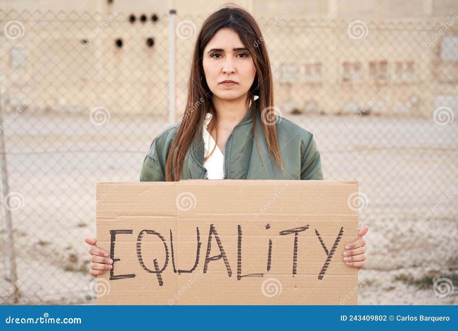 Woman and Text Equality. Activist Feminist Protest. Stock Photo - Image ...