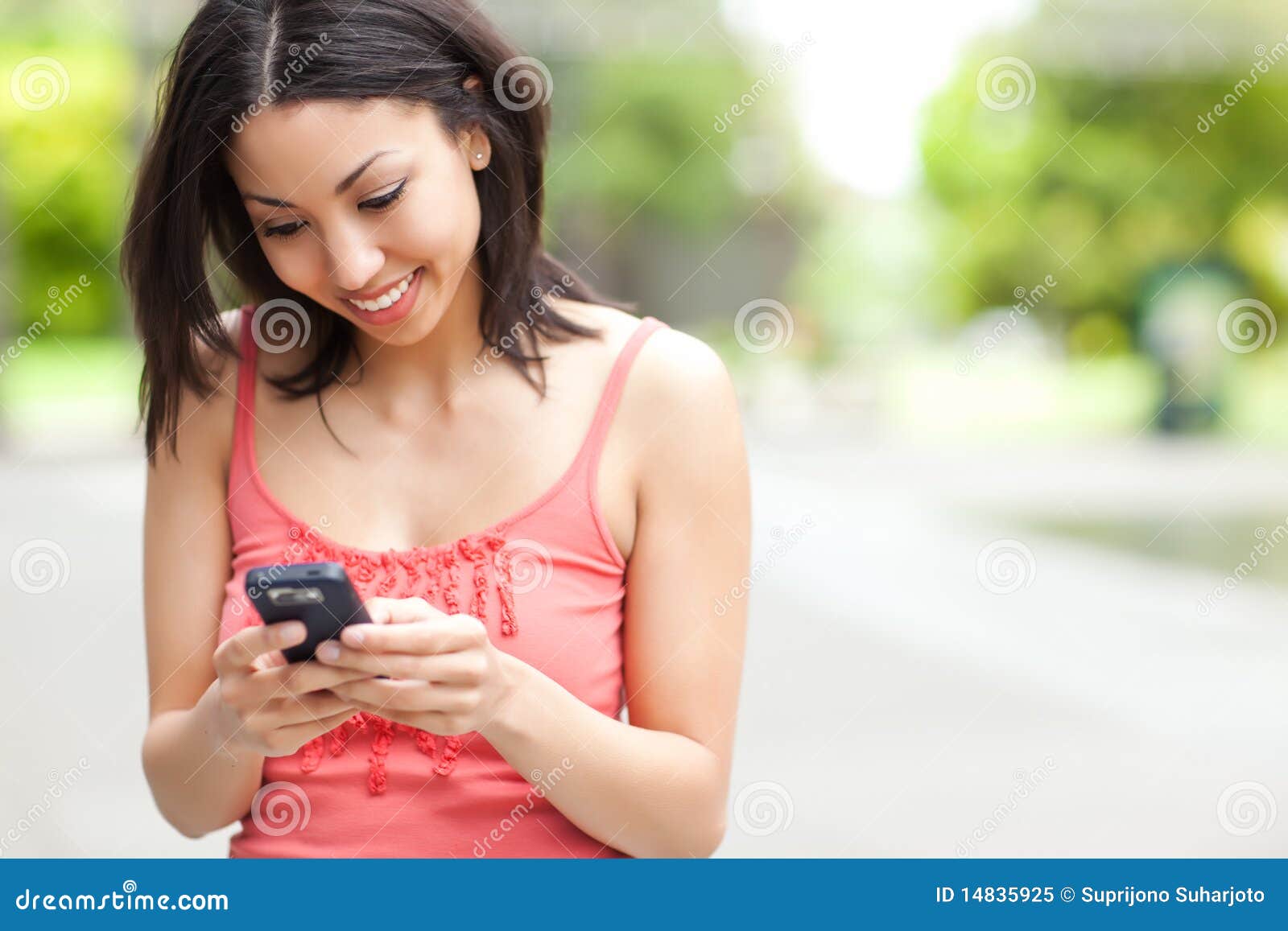 Woman texting stock image. Image of ethnicity, pretty - 14835925
