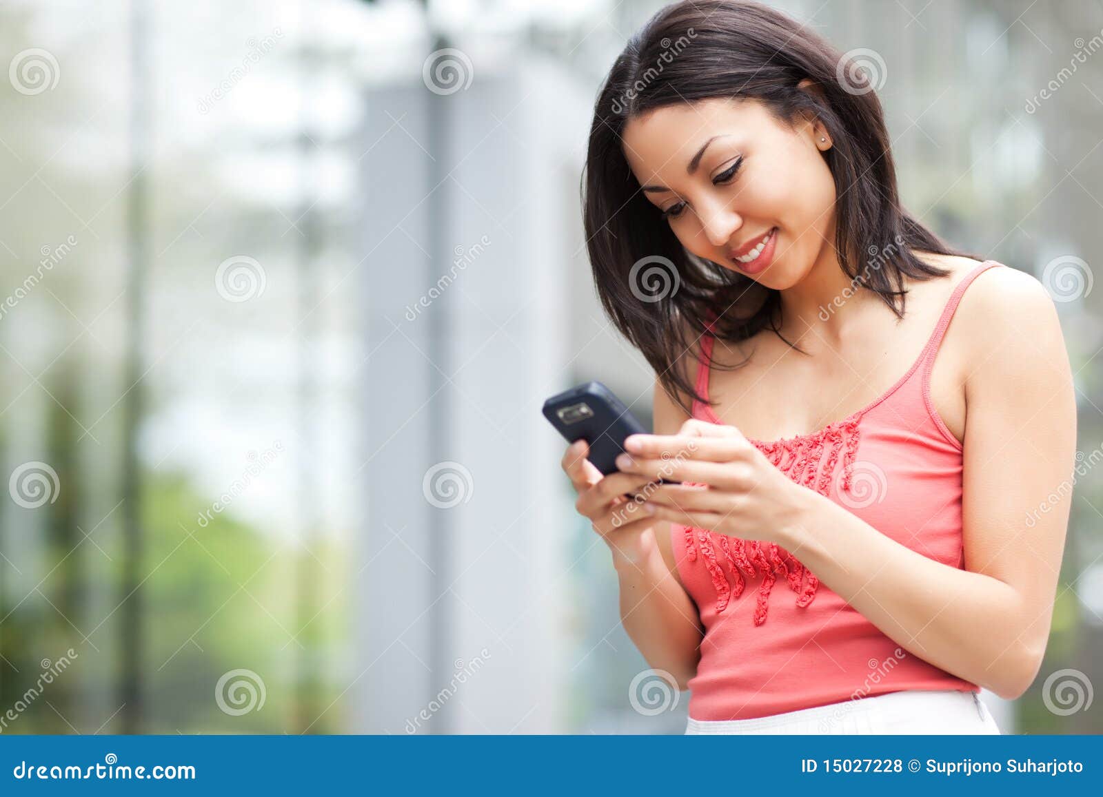 Woman texting stock photo. Image of communicate, outside - 15027228