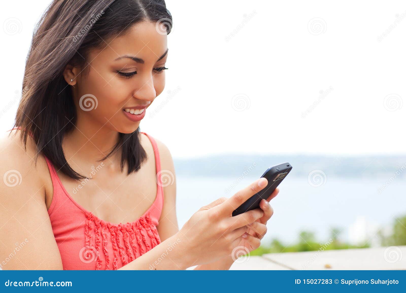 Woman texting stock image. Image of mobile, outside, female - 15027283