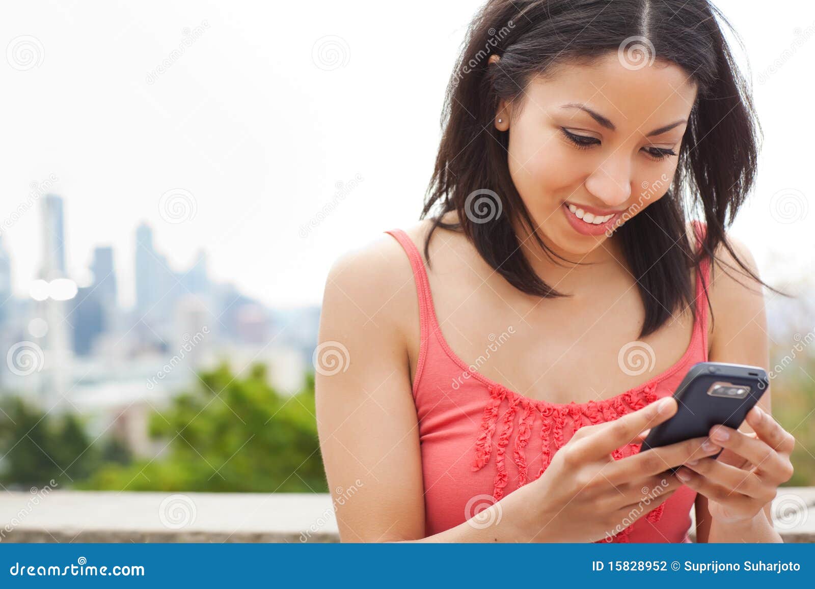 Woman texting stock photo. Image of message, mixed, mobile - 15828952