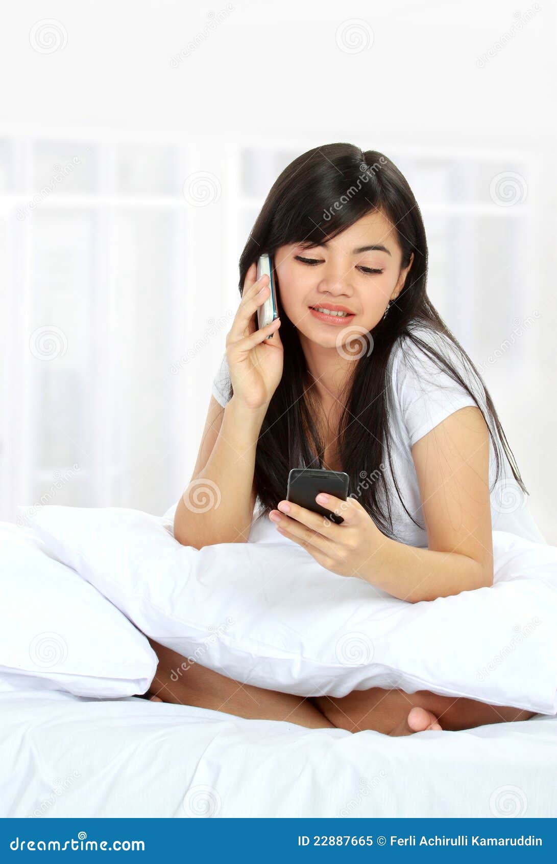 Woman texting and calling stock image. Image of girl - 22887665