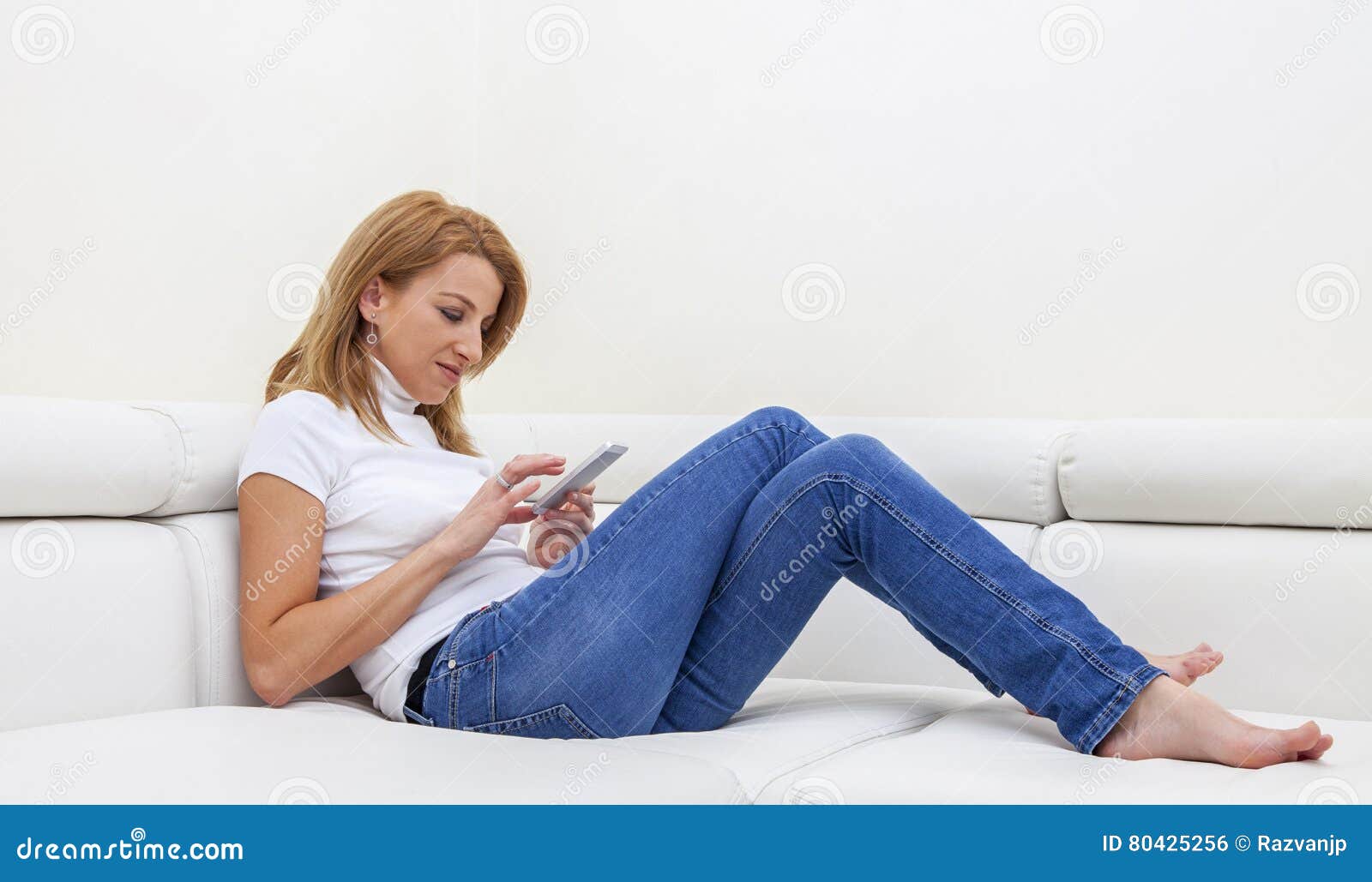 Woman Texting on Her Mobile Stock Photo - Image of profile ...